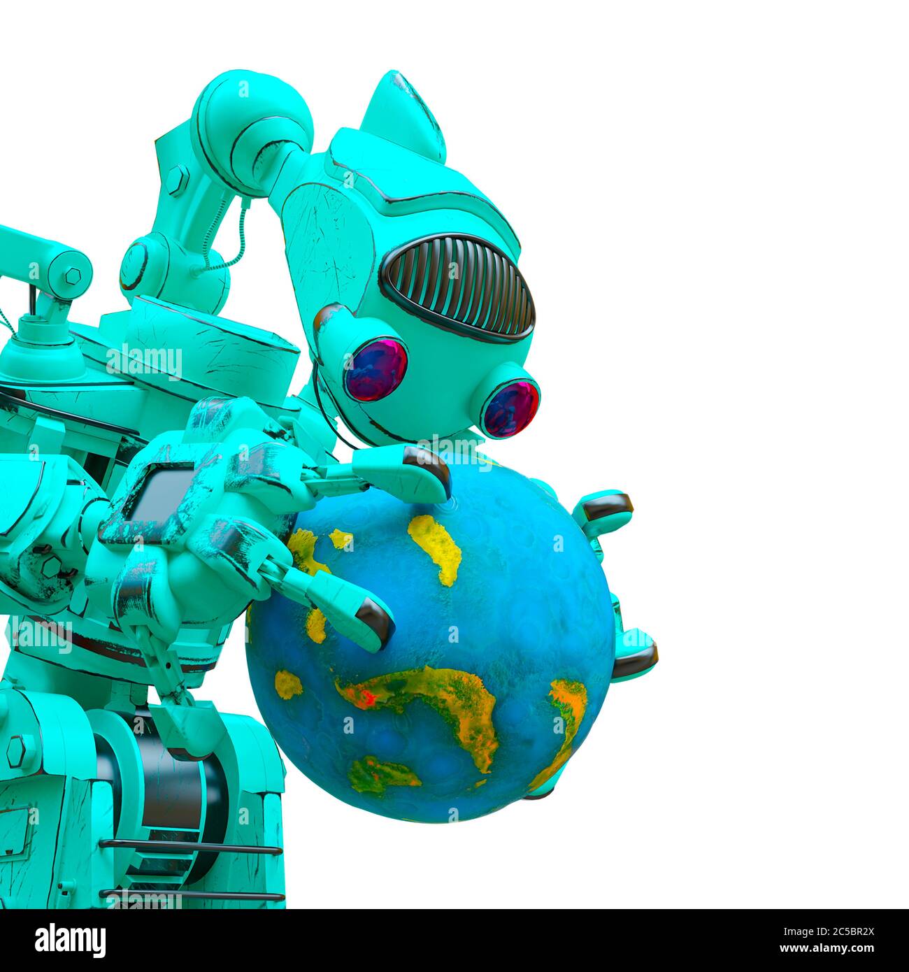 Robot holding earth globe 3d hi-res stock photography and images - Alamy