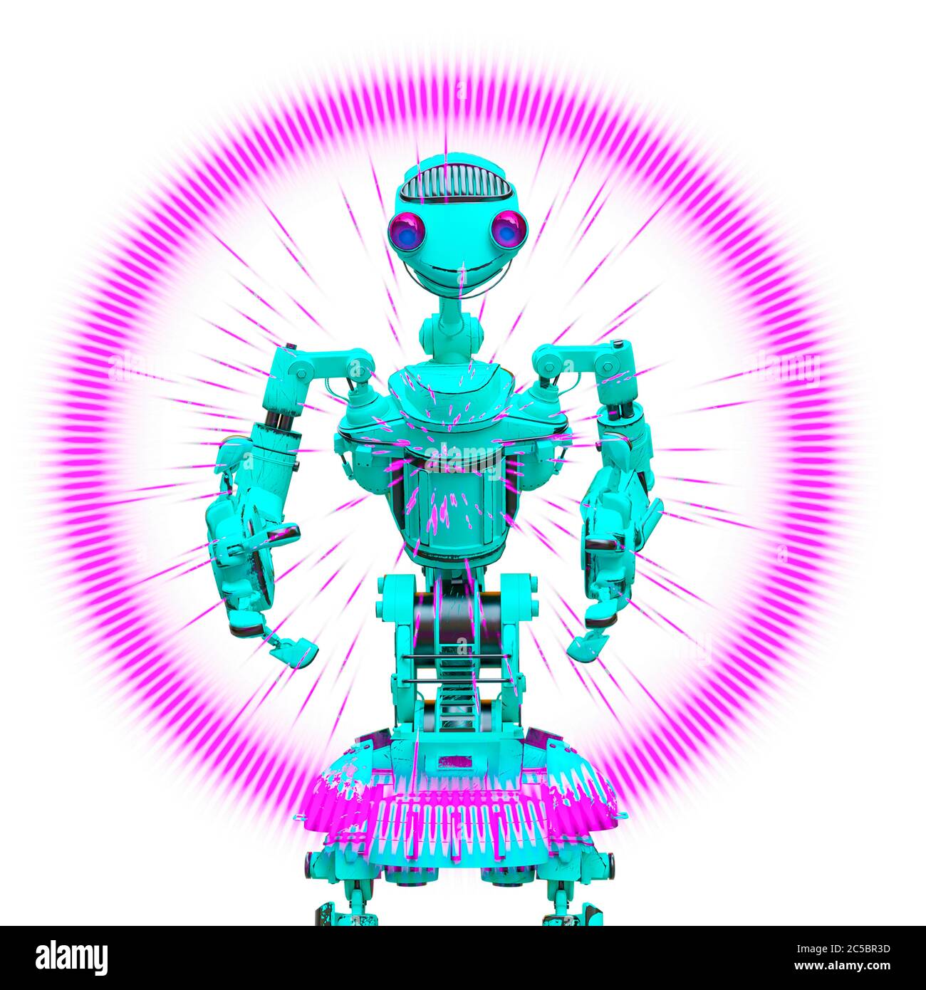 friendly robot in white background, 3d illustration Stock Photo - Alamy