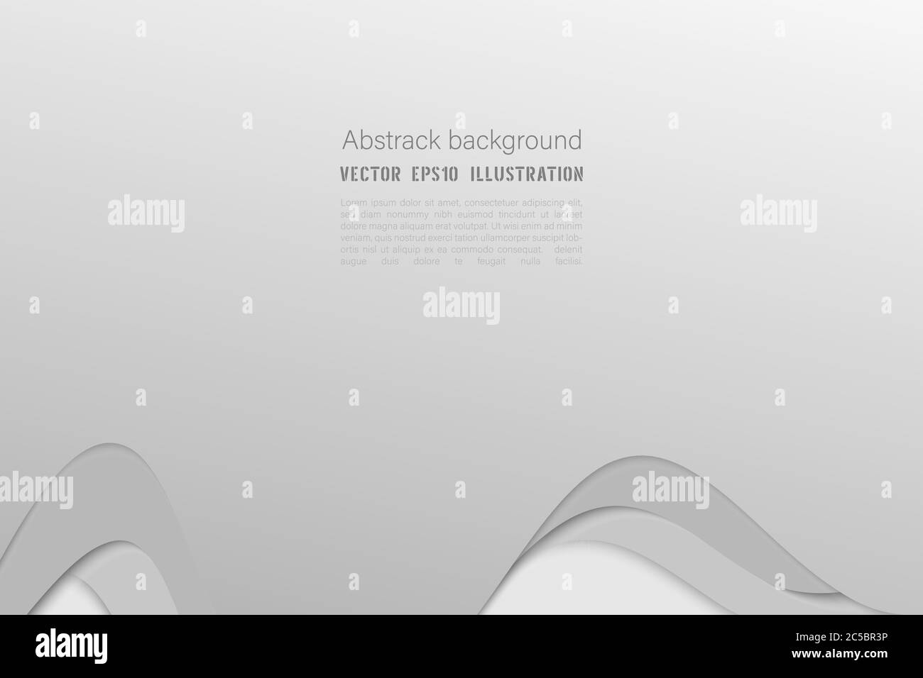 White and gray wave abstract background template with papercut style ...