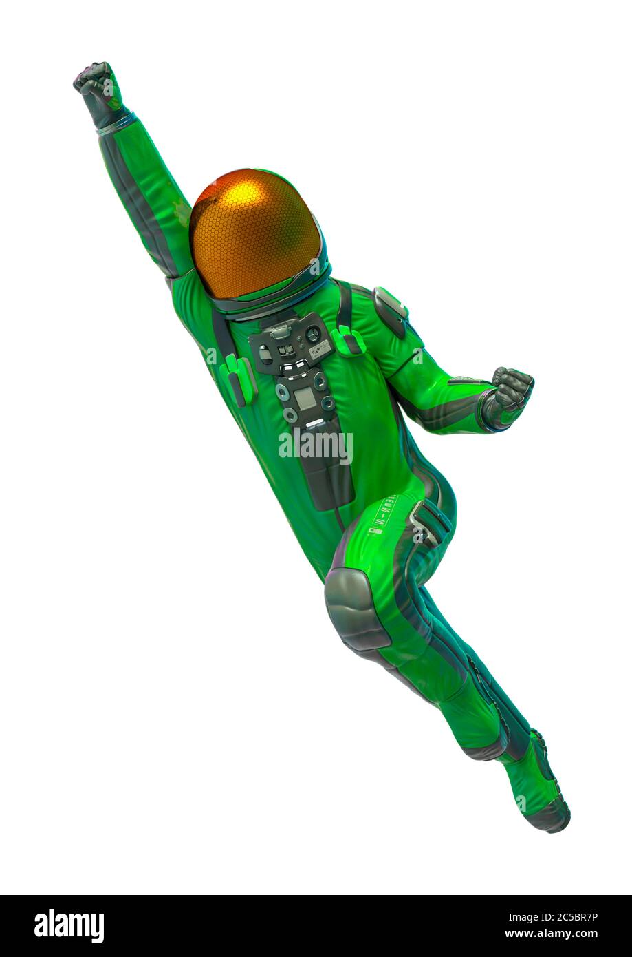 astronaut explorer in white background flying like a super hero, 3d ...