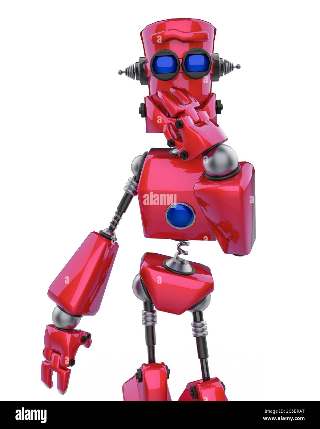 funny robot cartoon in a white background., 3d illustration Stock Photo ...