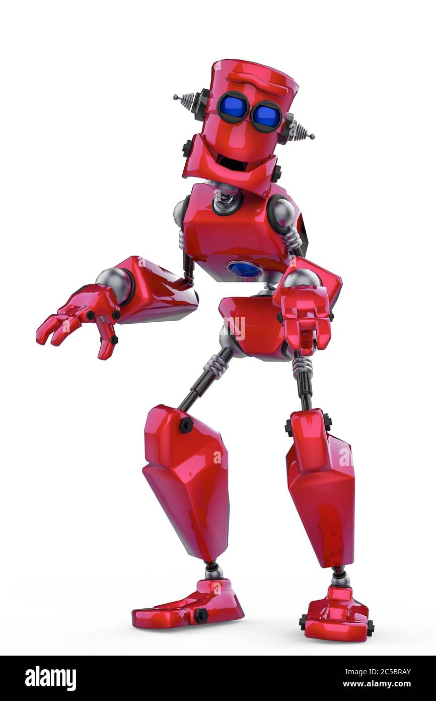 funny robot cartoon doing a monster pose in a white background, 3d ...