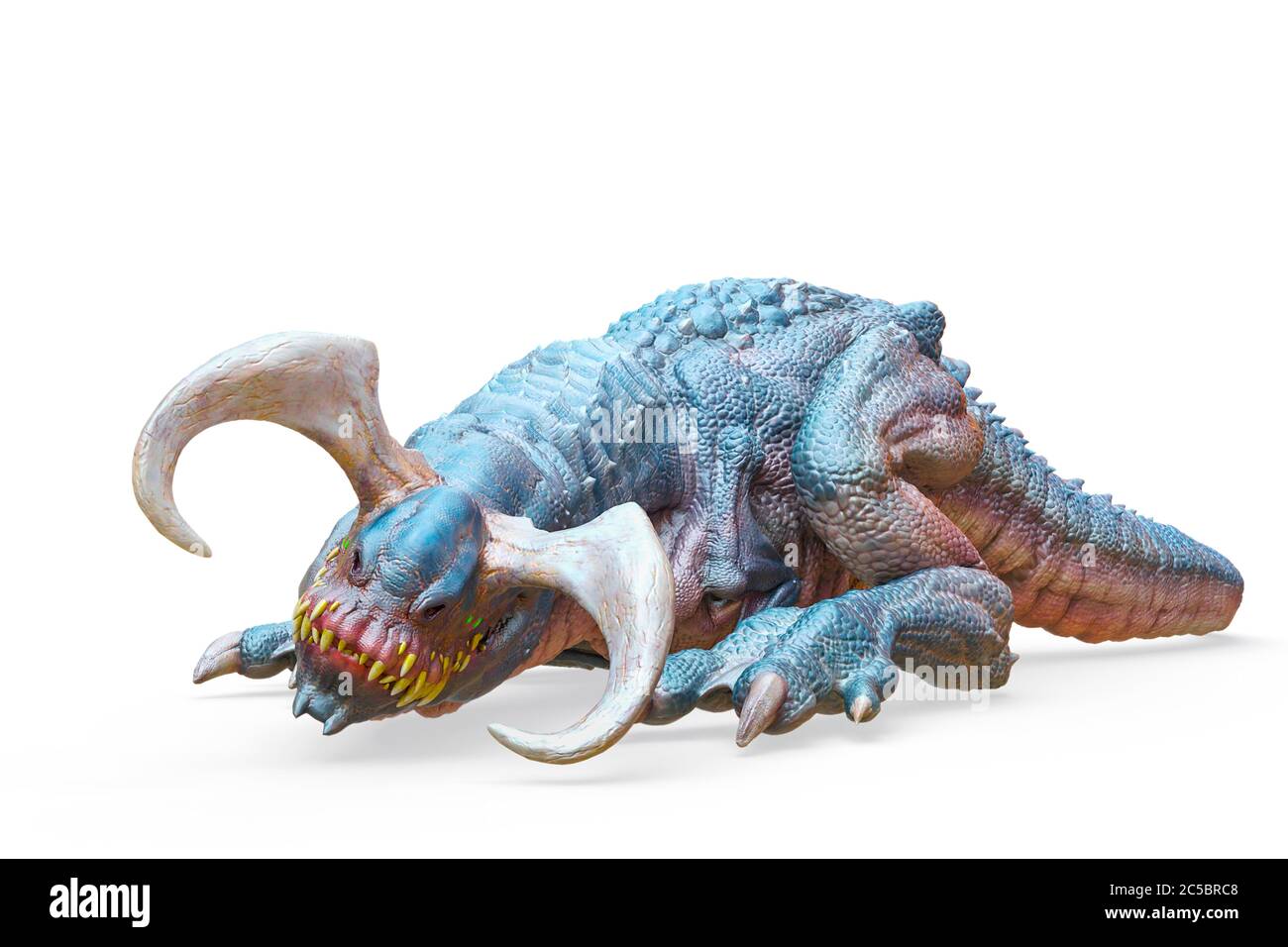alien dinosaur is dead in a white background, 3d illustration Stock ...