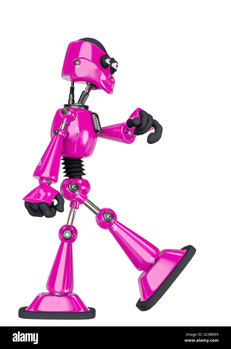 robot cartoon walking side view, 3d illustration Stock Photo - Alamy