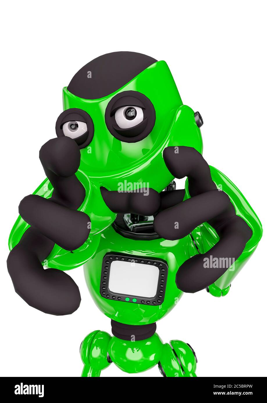 robot cartoon doing a evil face, 3d illustration Stock Photo - Alamy