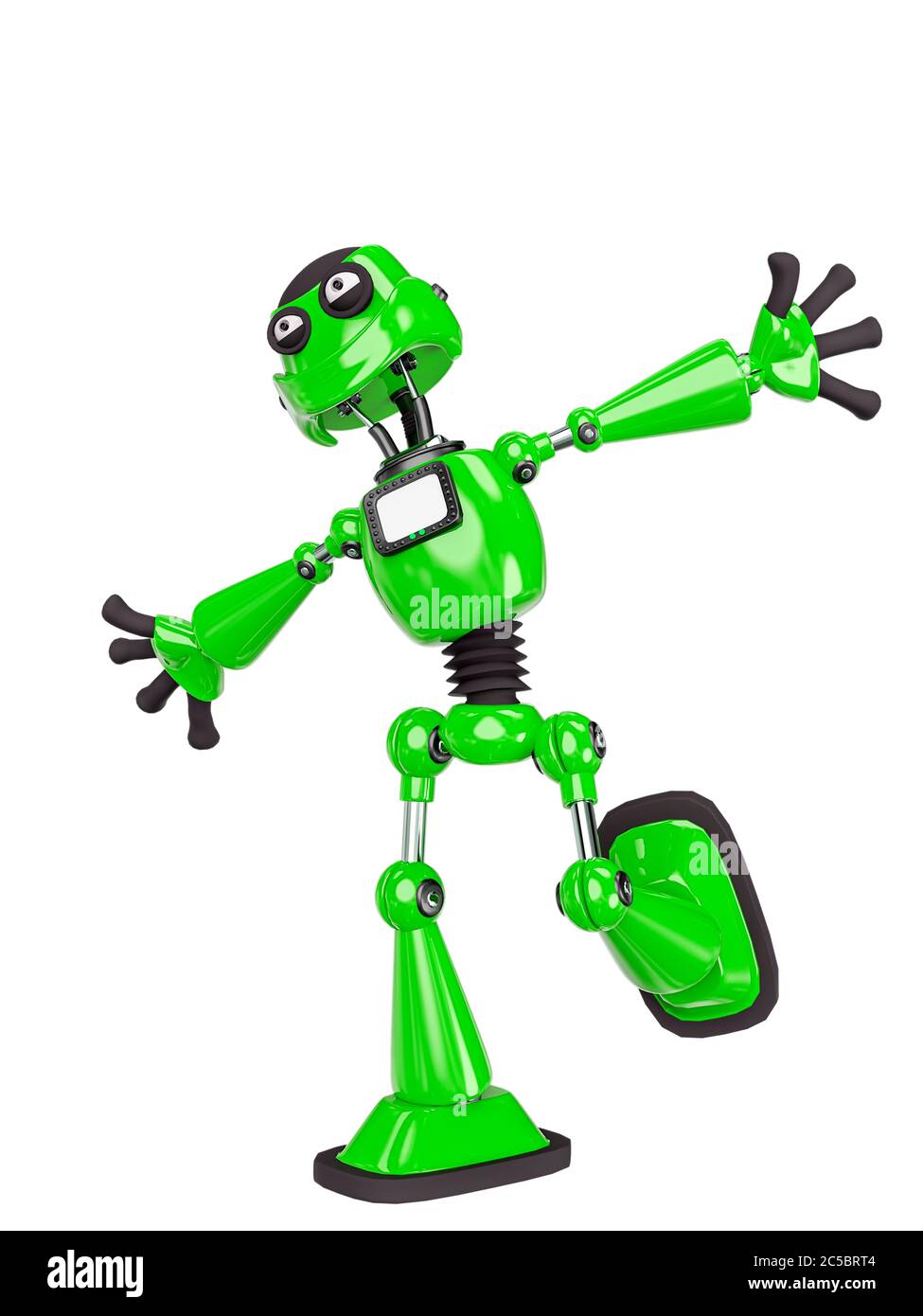 robot cartoon running free, 3d illustration Stock Photo - Alamy