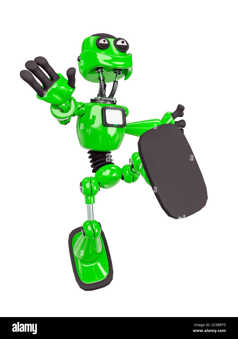 robot cartoon is jumping, 3d illustration Stock Photo - Alamy