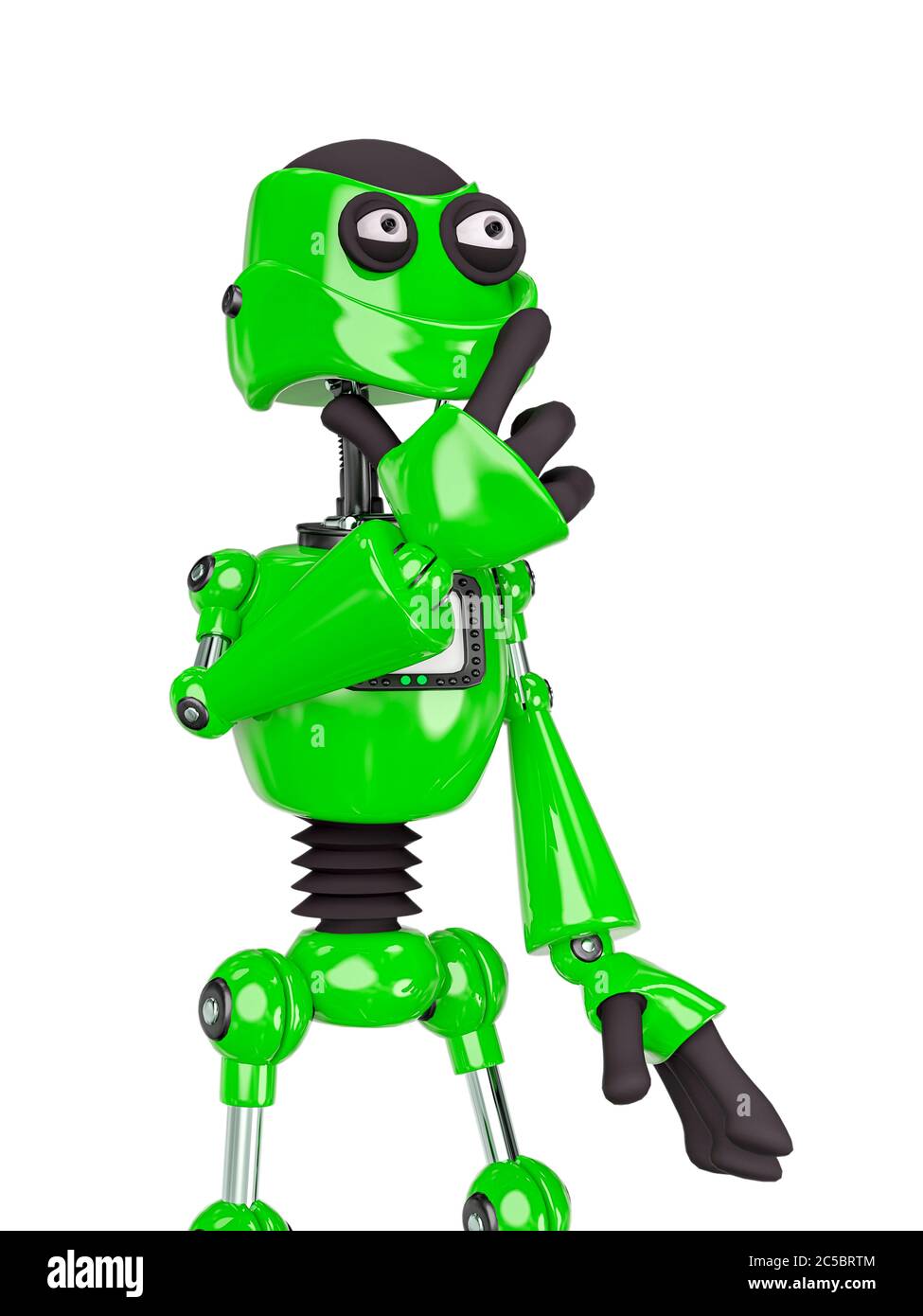 robot cartoon thinking about, 3d illustration Stock Photo - Alamy