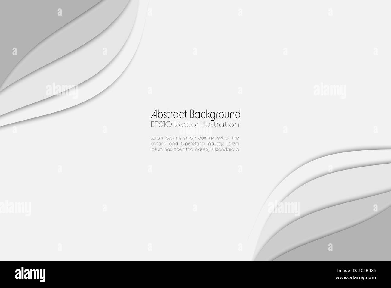 White and gray wave abstract background template with papercut style ...