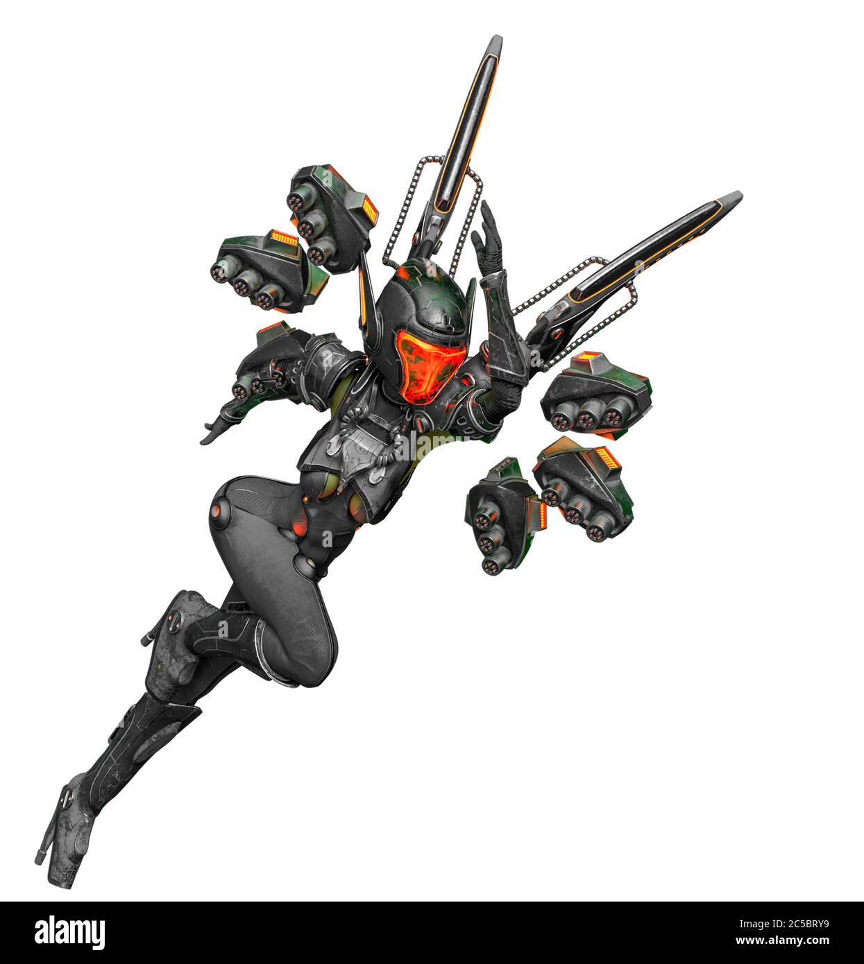 mech girl running, 3d illustration Stock Photo - Alamy