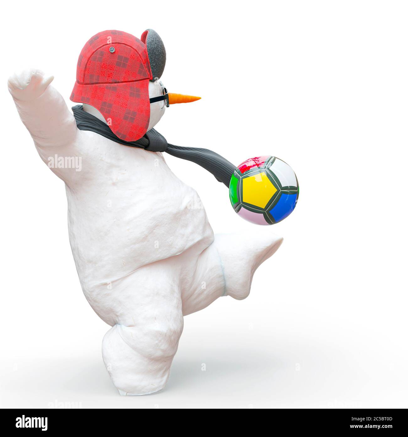 snowman controlling the ball in white background, 3d illustration Stock ...