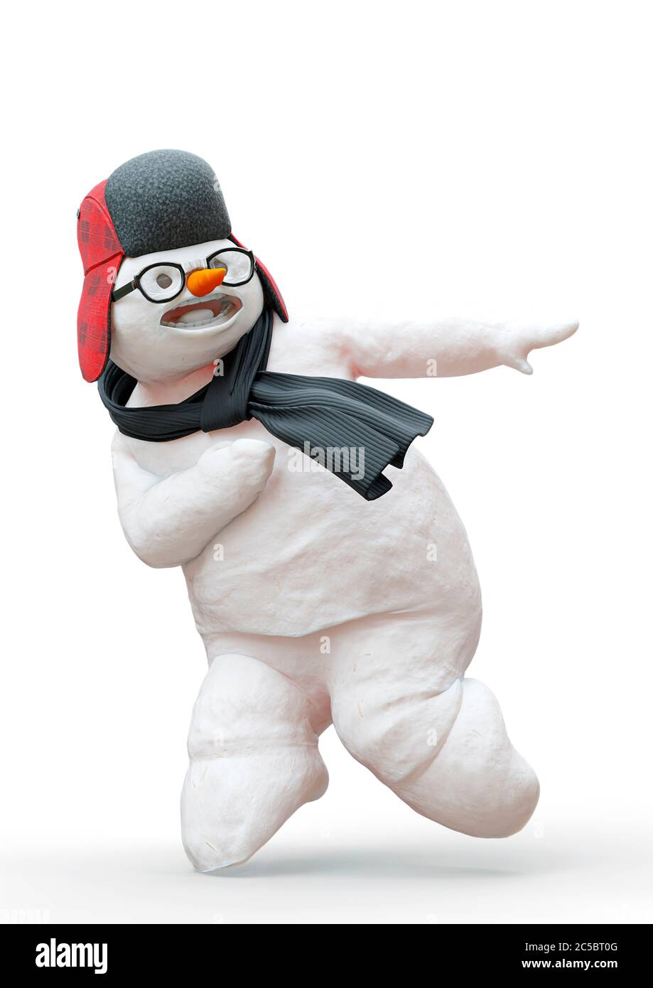 snowman doing a hiphop dance pose in white background, 3d illustration ...