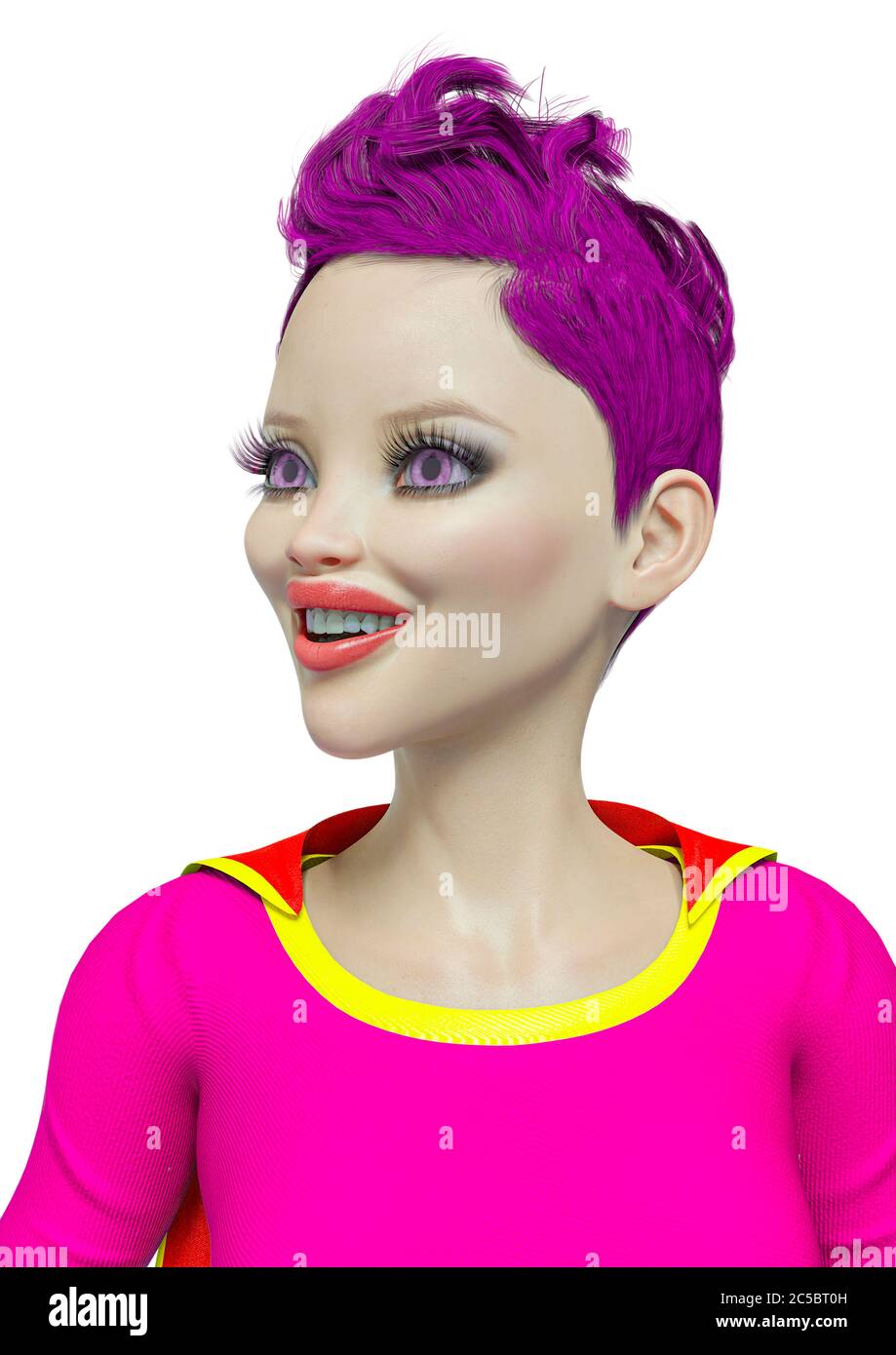 super girl id profile in white background, 3d illustration Stock Photo ...