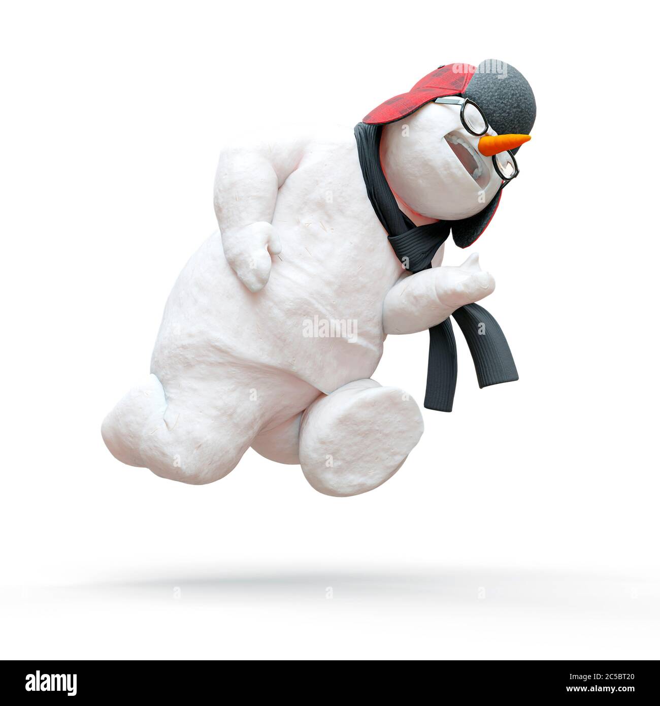 snowman air guitar jump in white background, 3d illustration Stock ...
