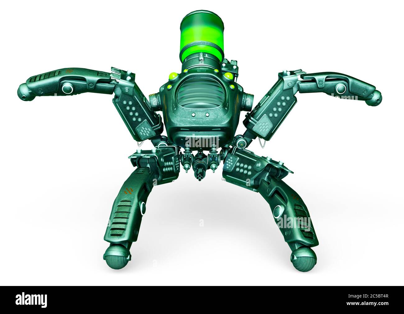 spider mech in white background ready to attack, 3d illustration Stock ...