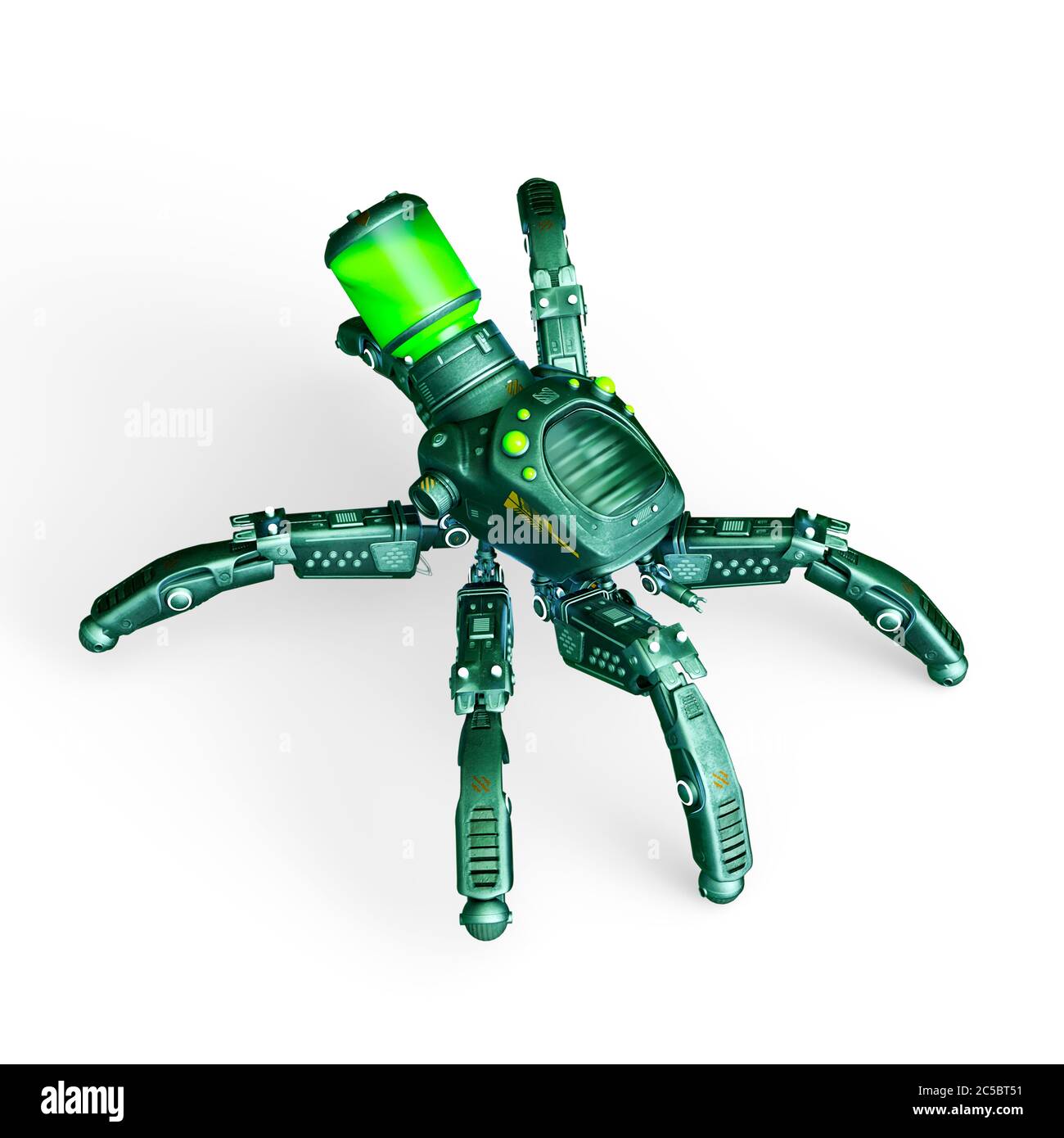 spider mech in white background walking top view, 3d illustration Stock ...