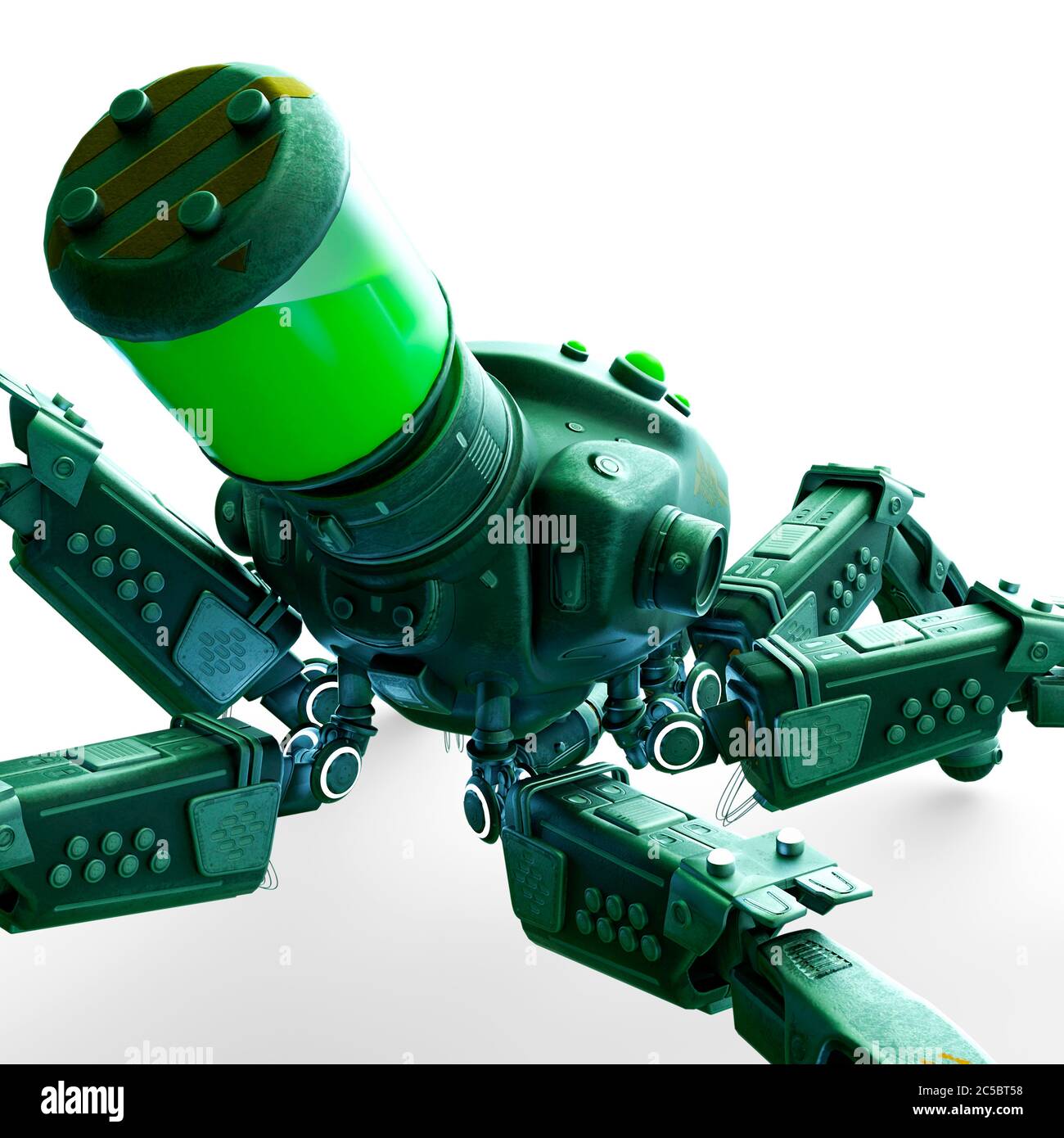 spider mech in white background close up rear view, 3d illustration ...