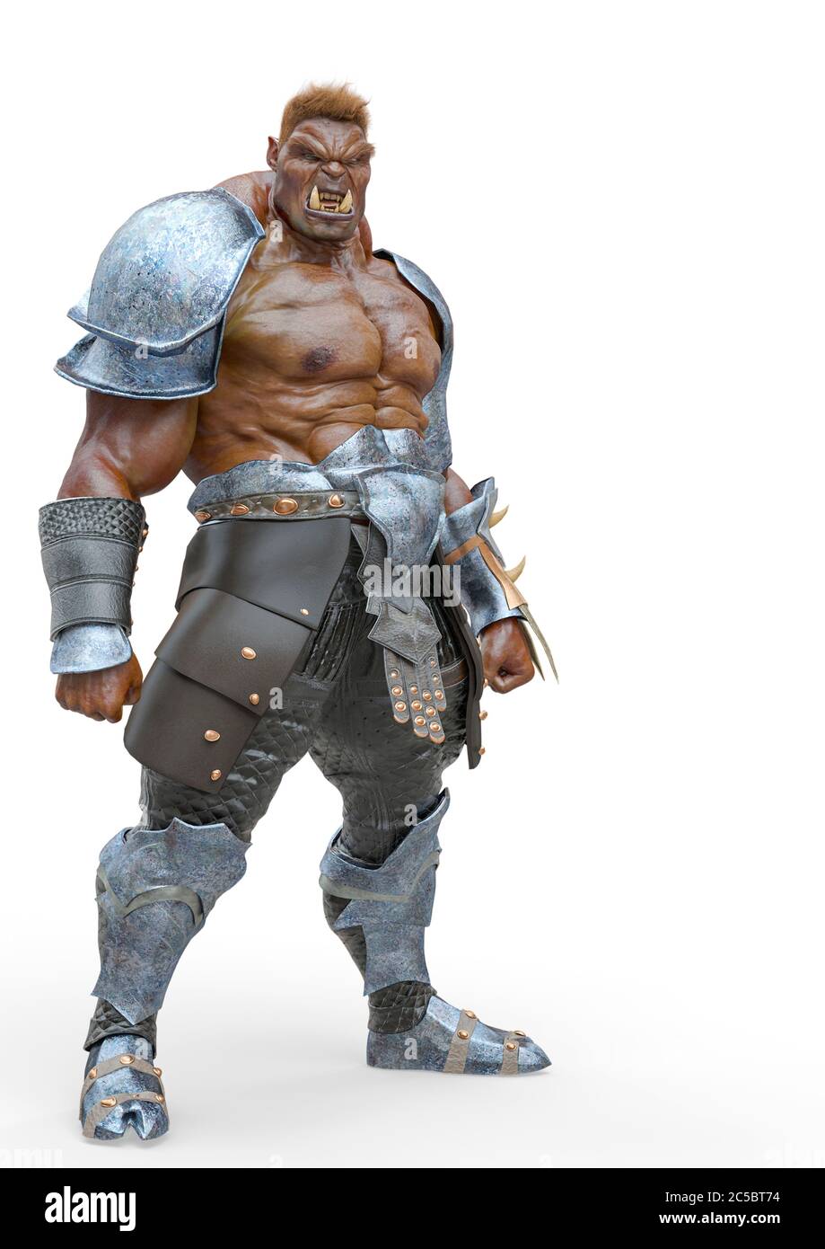 orc doing a big guy pose in a white background, 3d illustration Stock ...