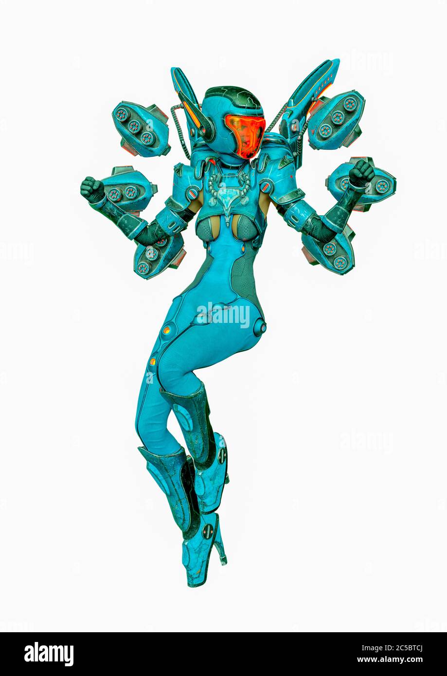 mech girl floating, 3d illustration Stock Photo - Alamy