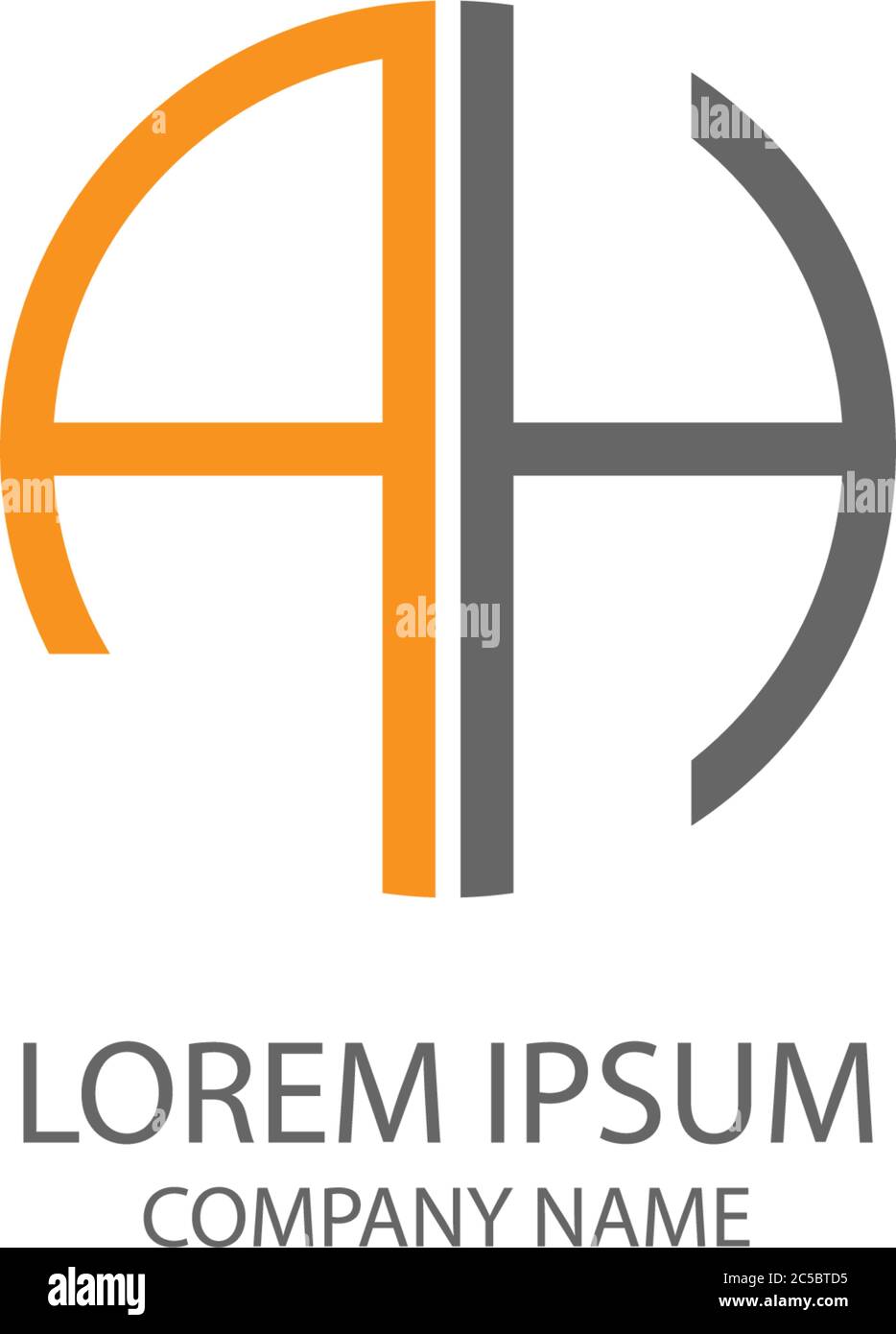Circle AH logo letter design concept in orange and black colors Stock ...