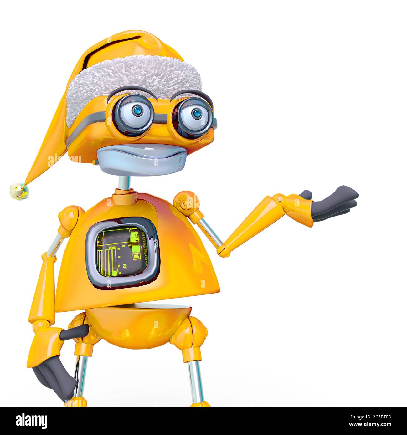 santa bot showing up in white background, 3d illustration Stock Photo ...
