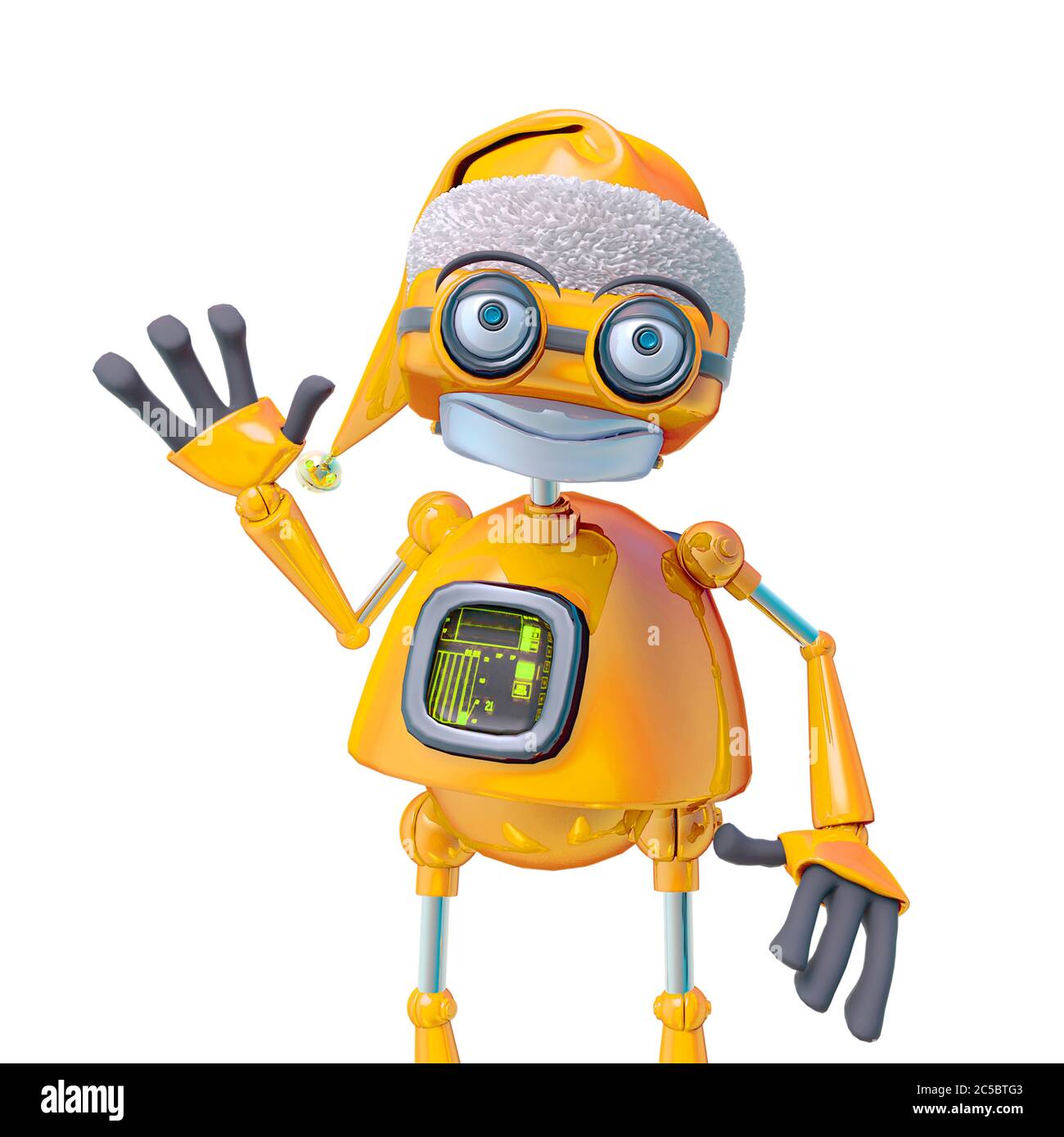 santa bot saying hello in white background, 3d illustration Stock Photo ...