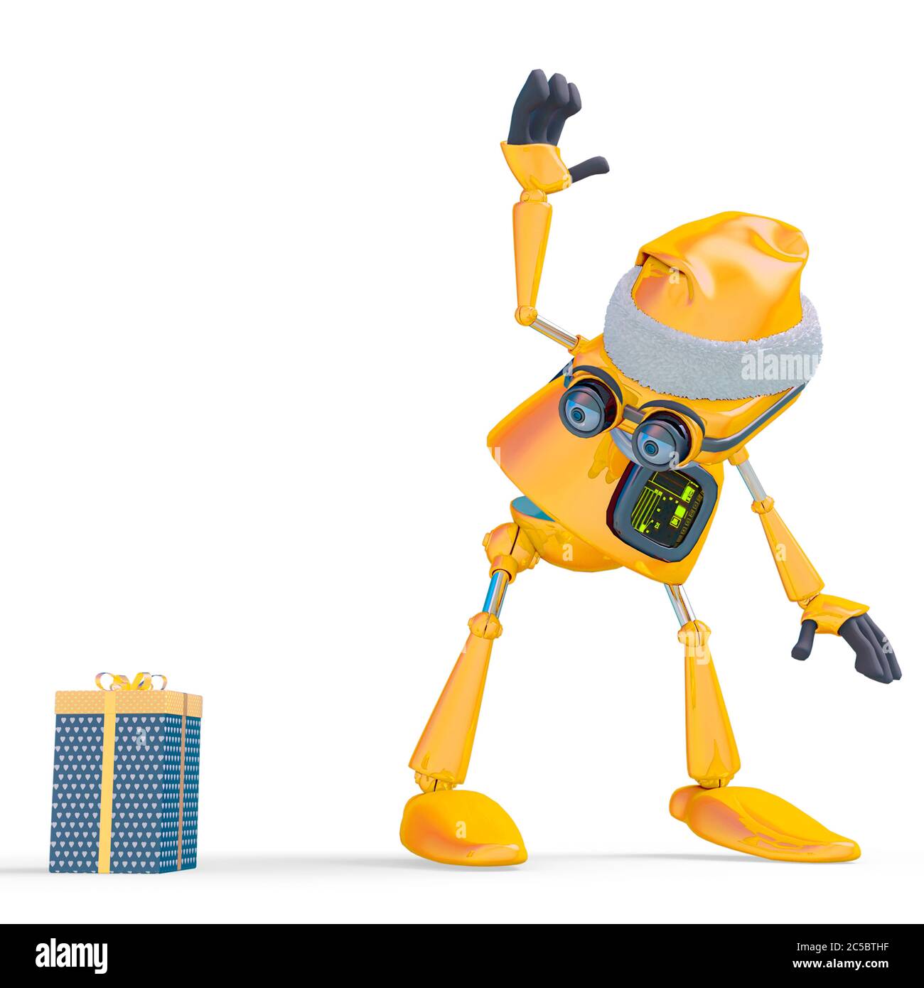 santa bot asking where is the gift in white background, 3d illustration ...