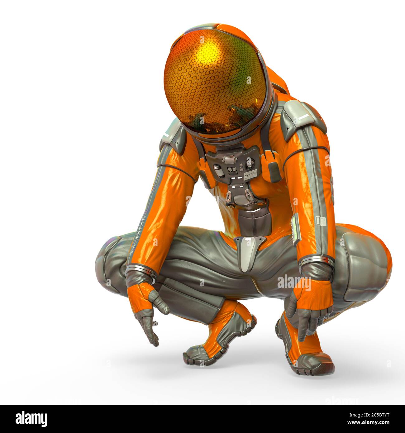 astronaut explorer thinking about in white background, 3d illustration ...