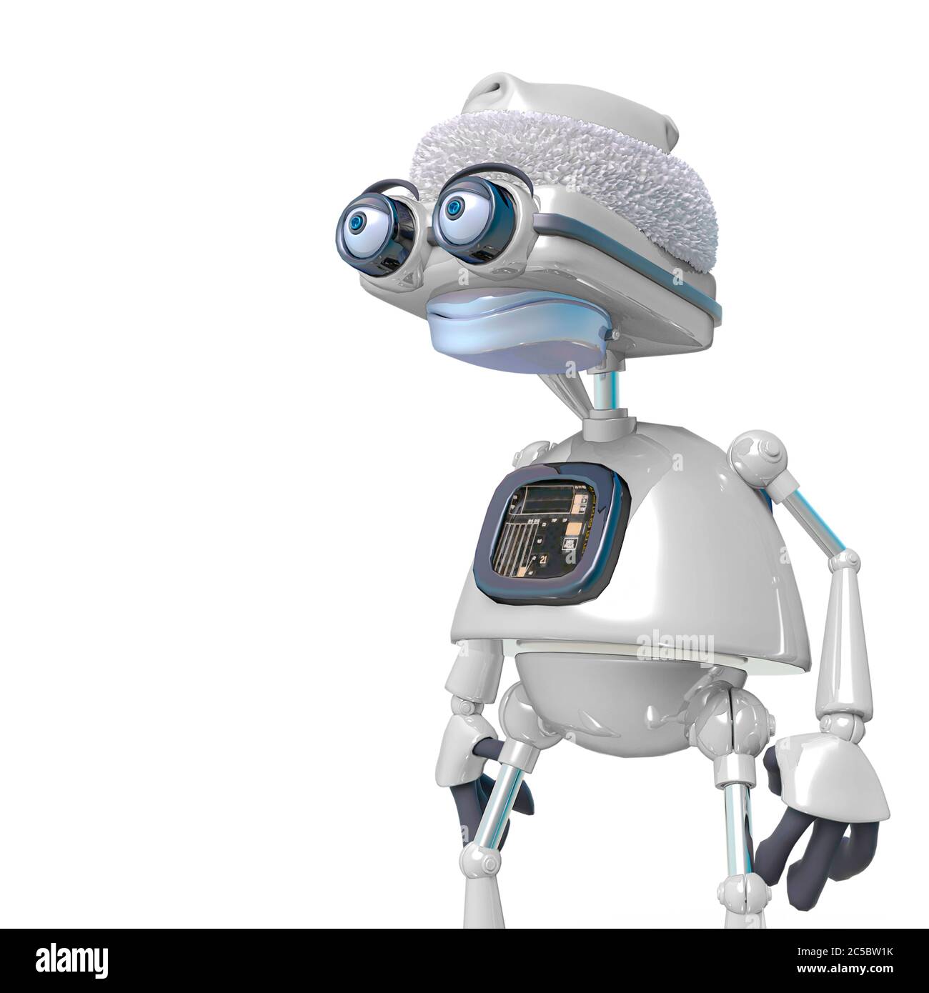 santa bot looking up in white background, 3d illustration Stock Photo ...