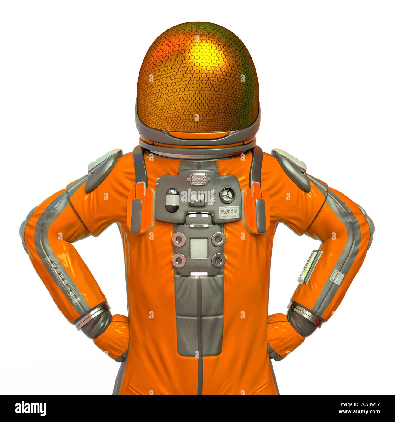 astronaut explorer power pose stand up in white background close up, 3d ...