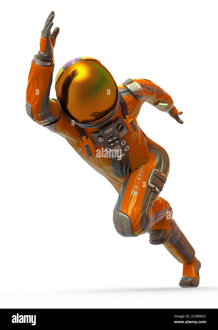 astronaut explorer running in white background, 3d illustration Stock ...