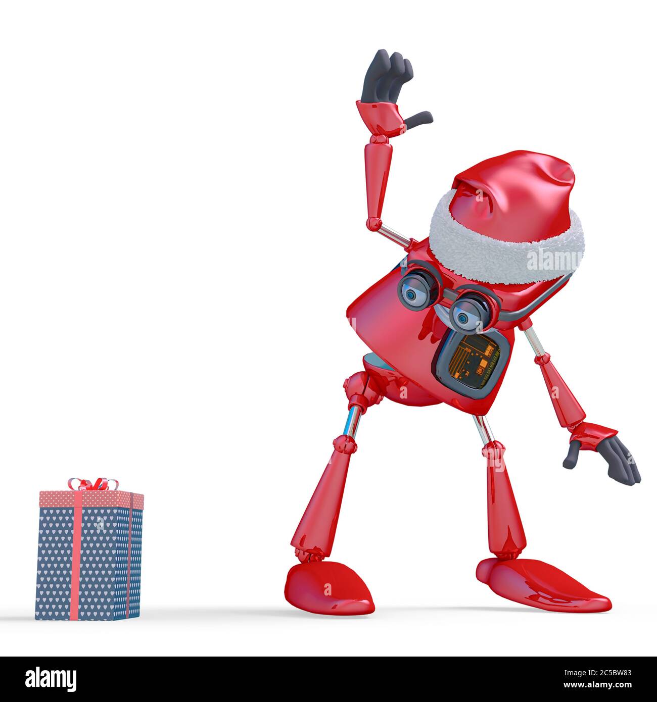 santa bot asking where is the gift in white background, 3d illustration ...