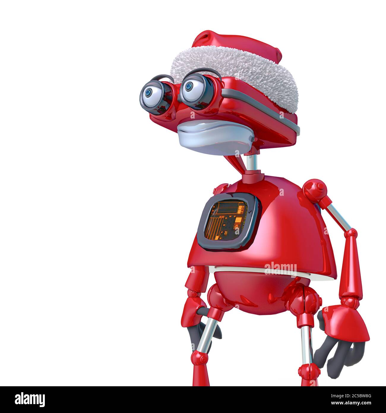 santa bot looking up in white background, 3d illustration Stock Photo ...