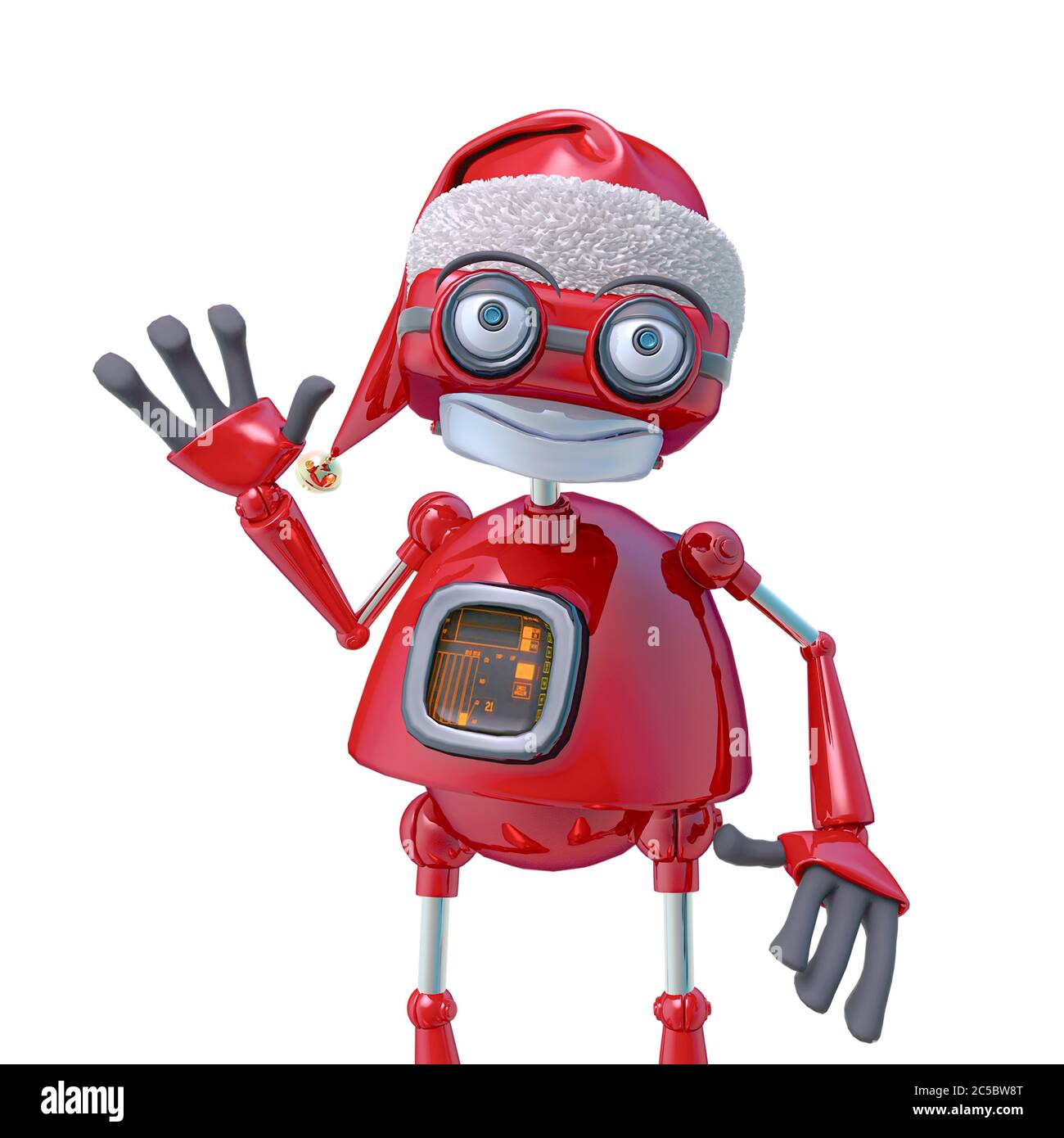santa bot saying hello in white background, 3d illustration Stock Photo ...
