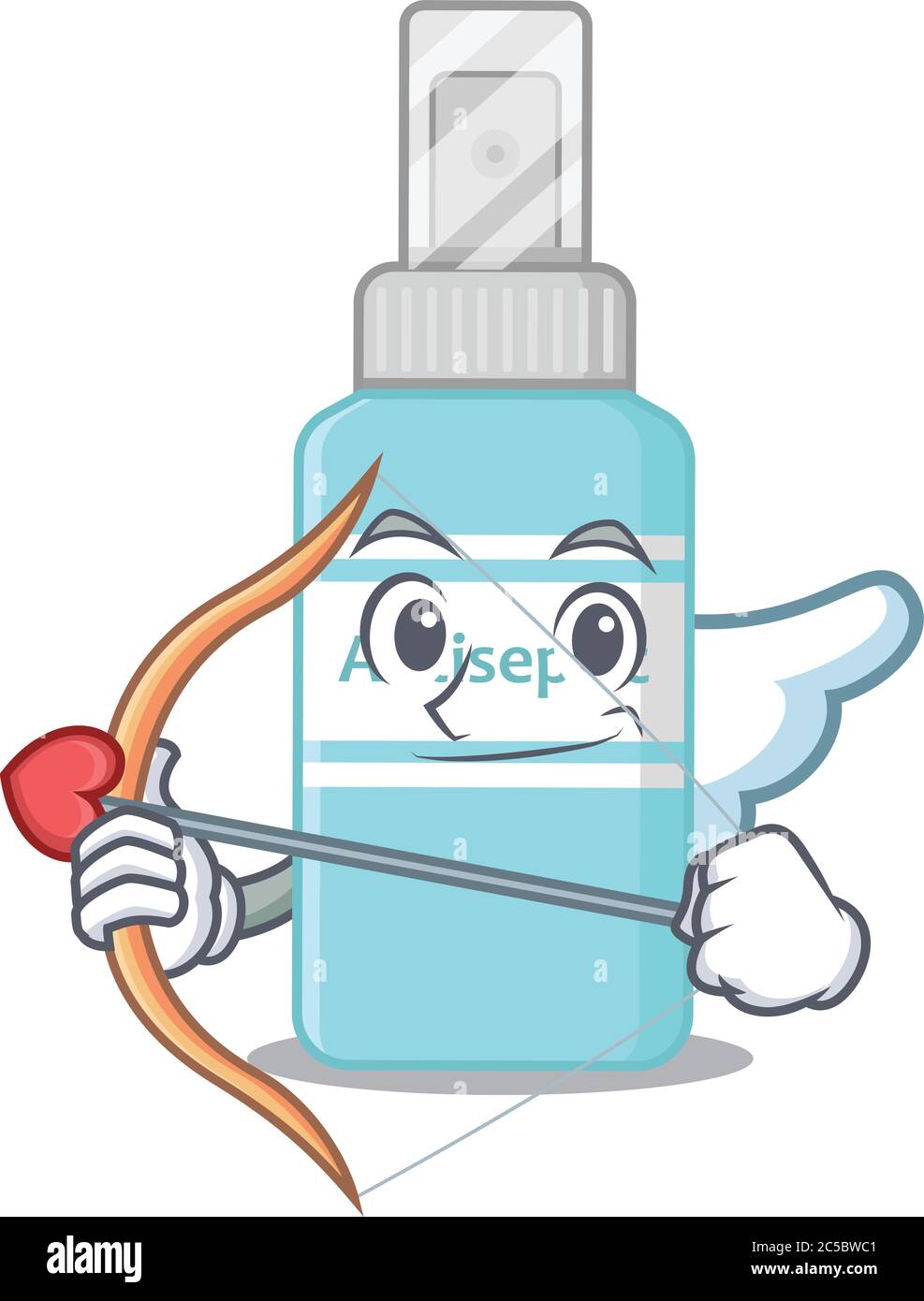 A lovable antiseptic as a romantic cupid cartoon picture with arrow ...