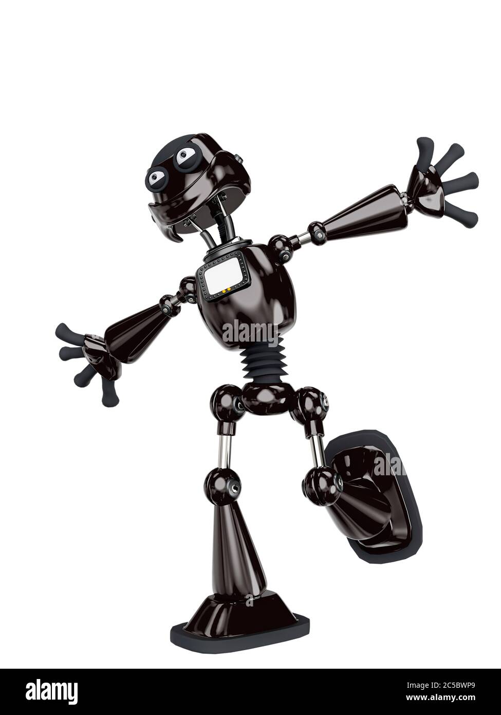 robot cartoon running free, 3d illustration Stock Photo - Alamy