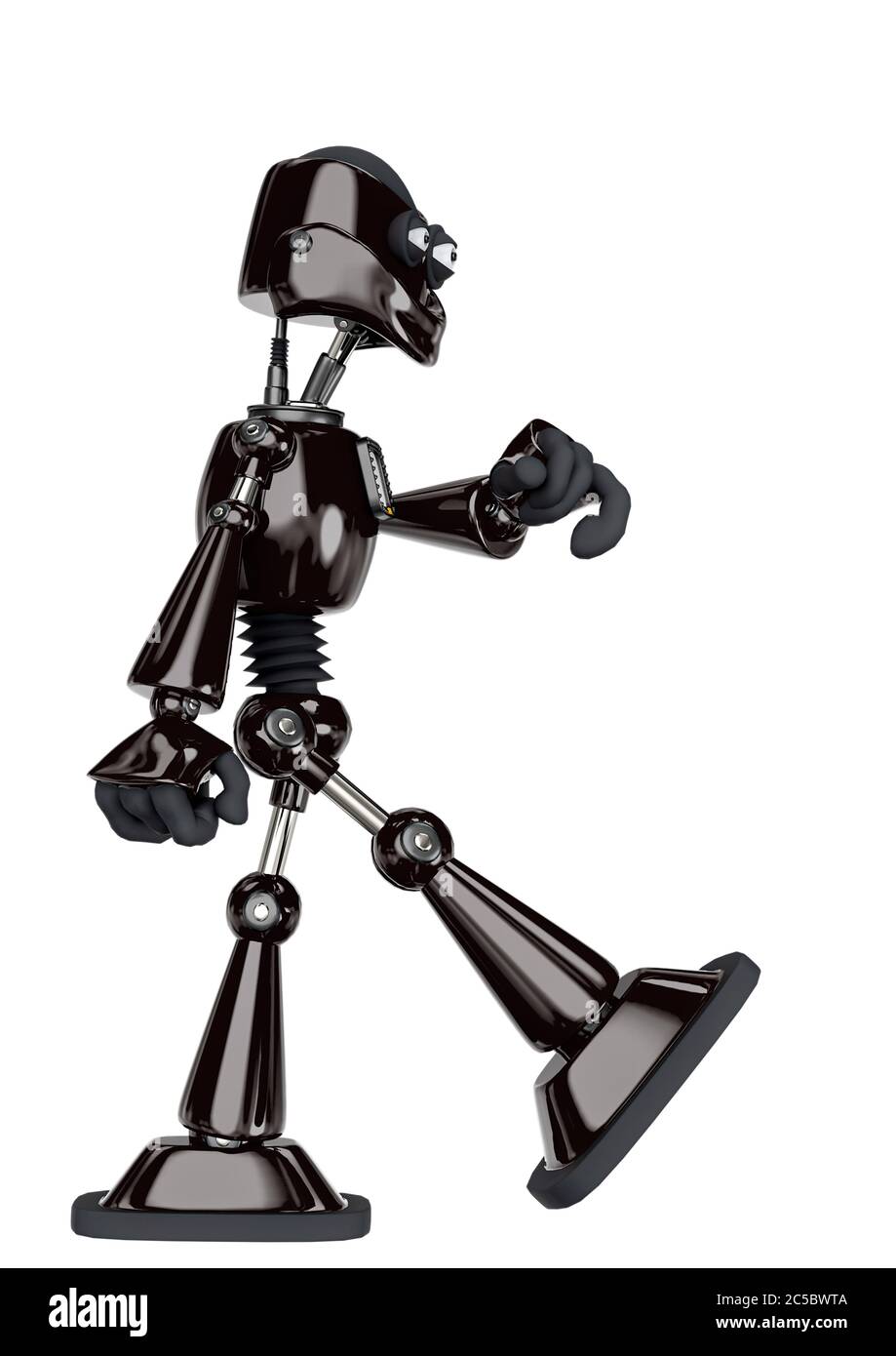 robot cartoon walking side view, 3d illustration Stock Photo - Alamy