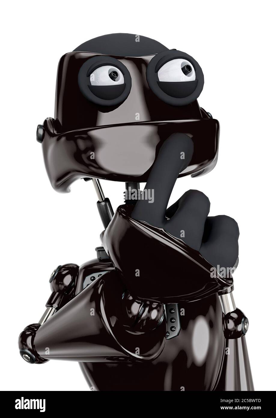 robot cartoon worried, 3d illustration Stock Photo - Alamy