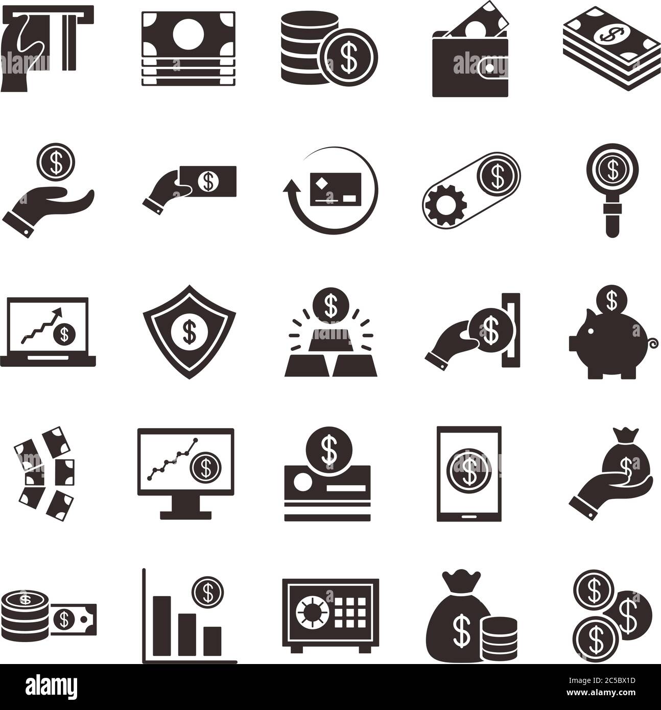 bundle of money currency set icons vector illustration design Stock ...