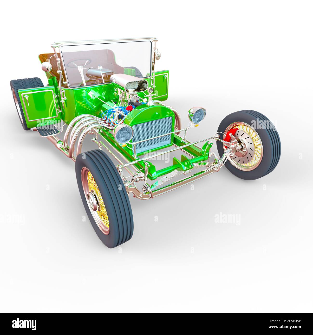 no branded roadster car front view whith open door with copy space, 3d ...