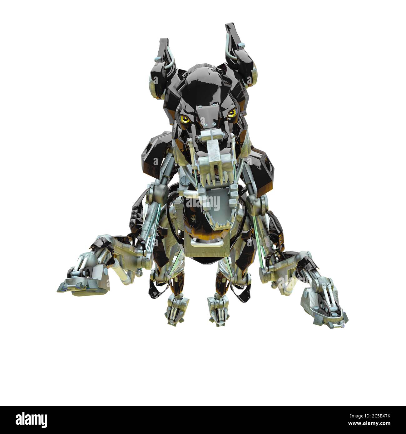 cyber dog frontal attack, 3d animation Stock Photo - Alamy