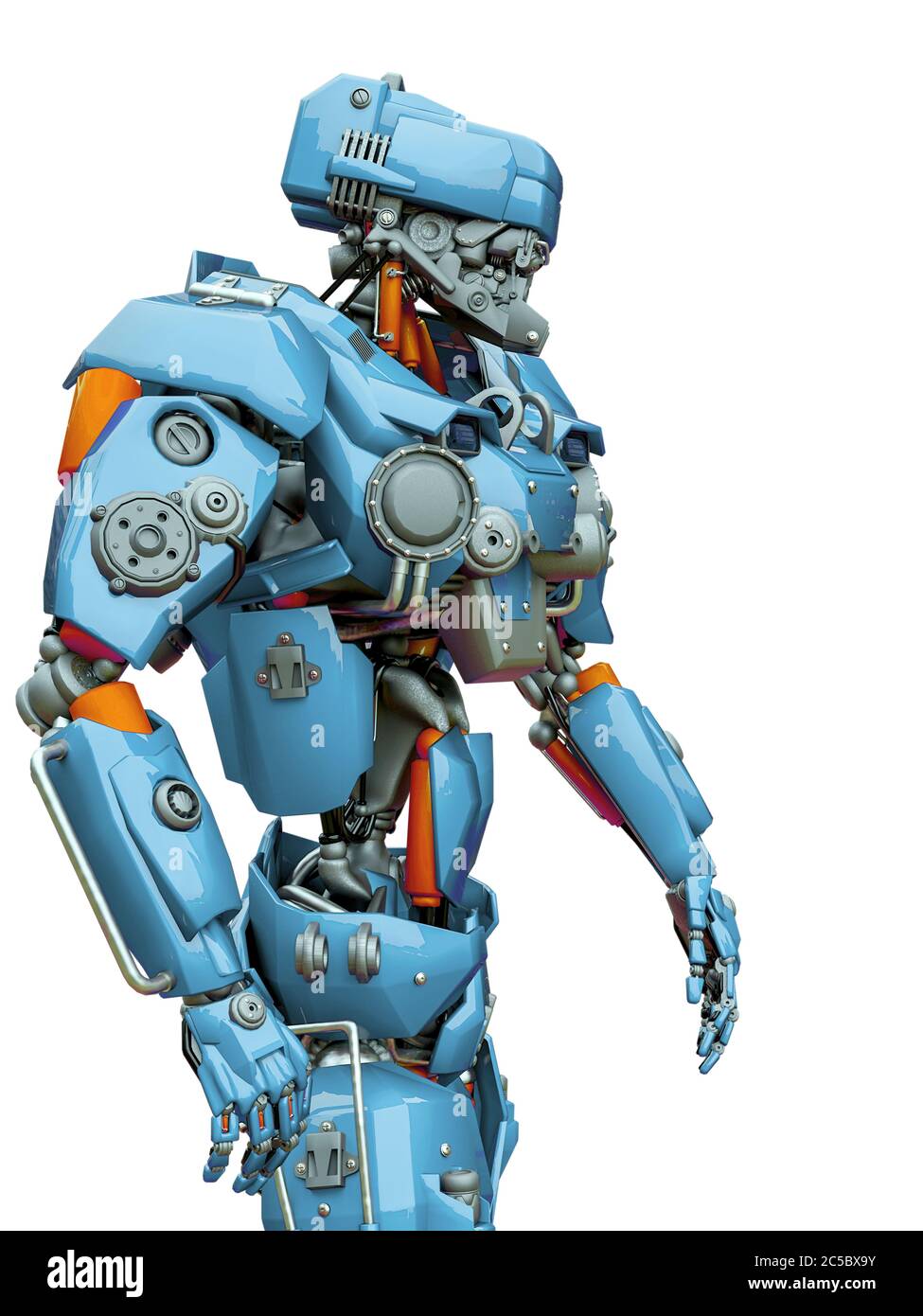 mechanical soldier side view, 3d illustration Stock Photo - Alamy