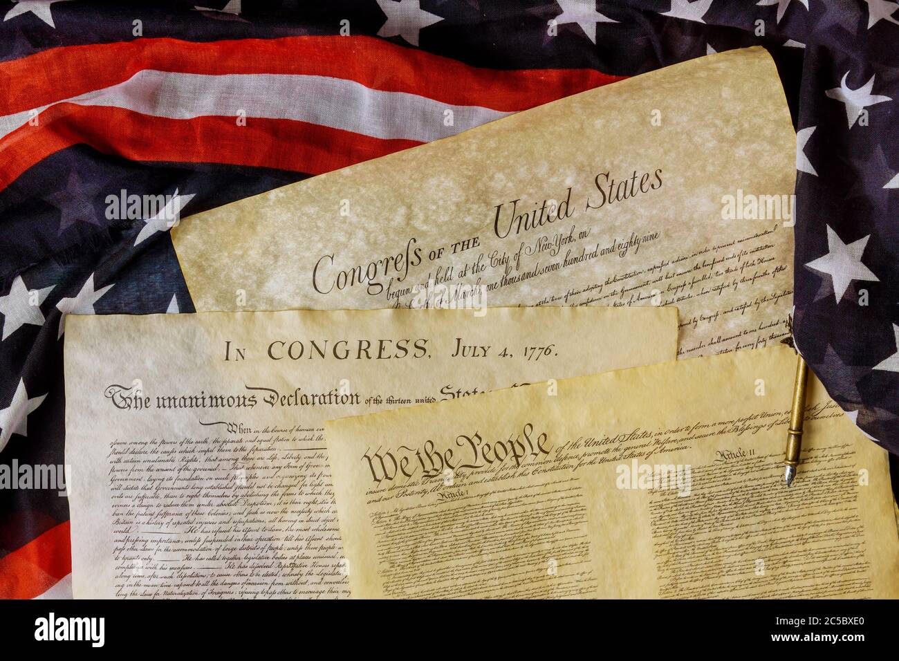 Aged historical documents Washington DC on American Declaration of ...