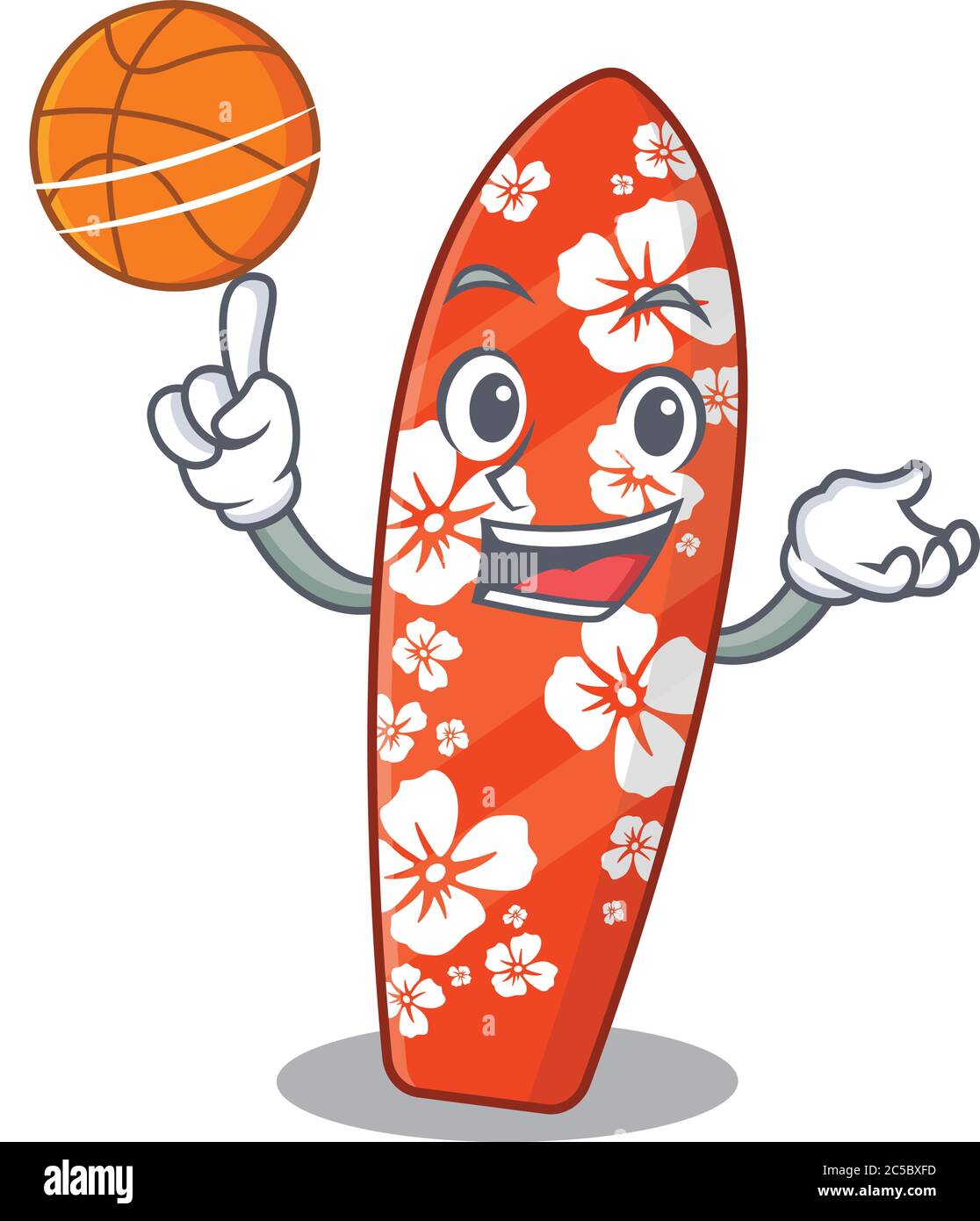 An athletic surfboard cartoon mascot design with basketball Stock ...