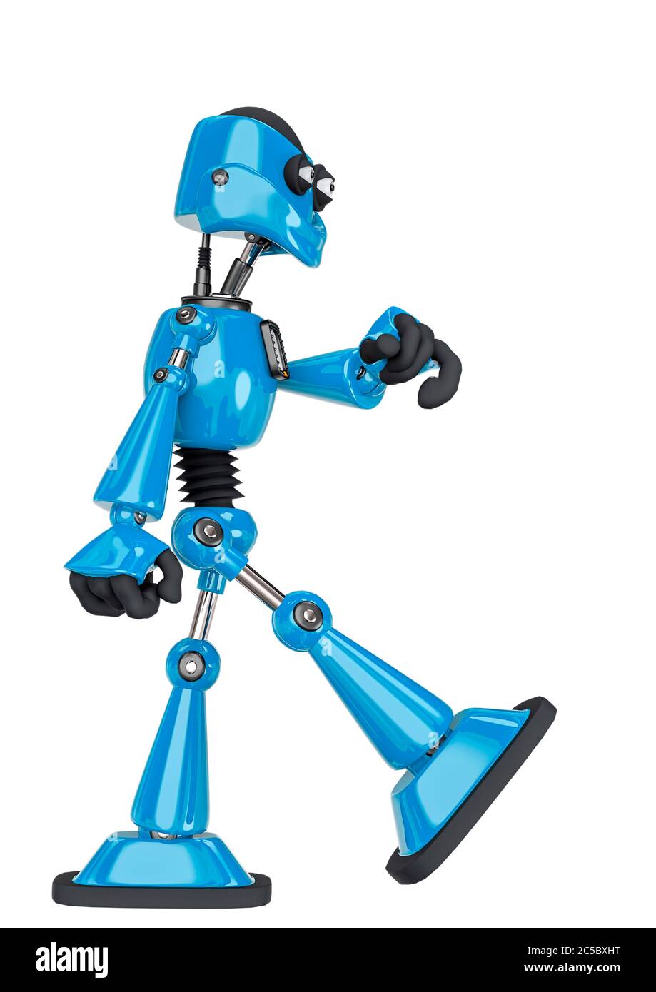 robot cartoon walking side view, 3d illustration Stock Photo - Alamy