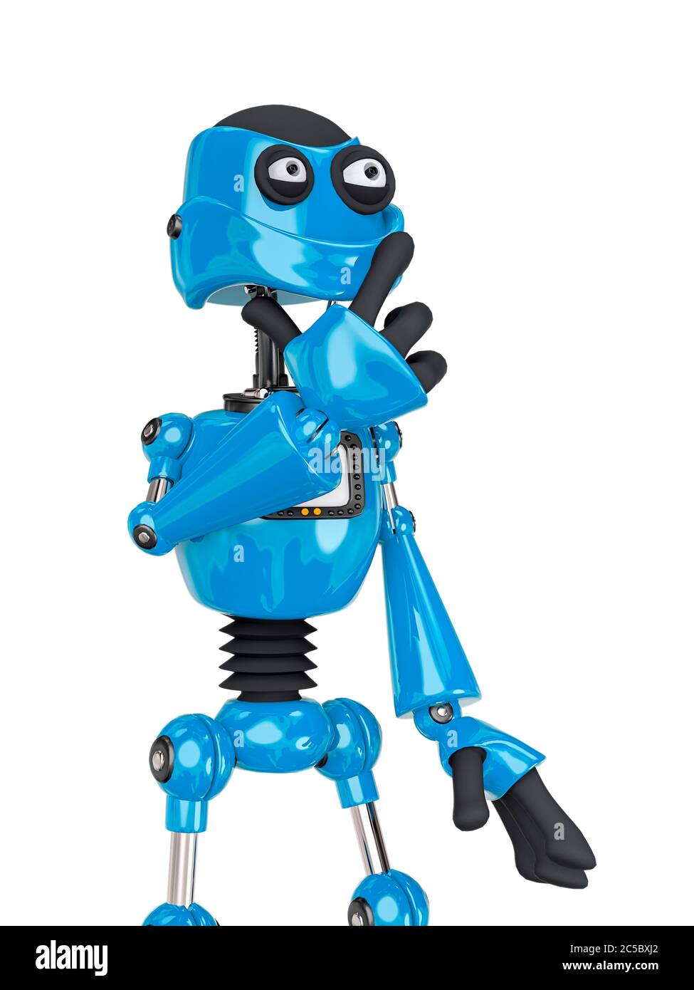 robot cartoon thinking about, 3d illustration Stock Photo - Alamy