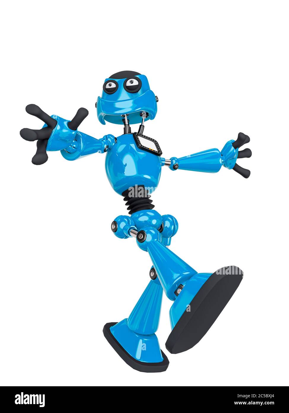 robot cartoon funny walk, 3d illustration Stock Photo - Alamy