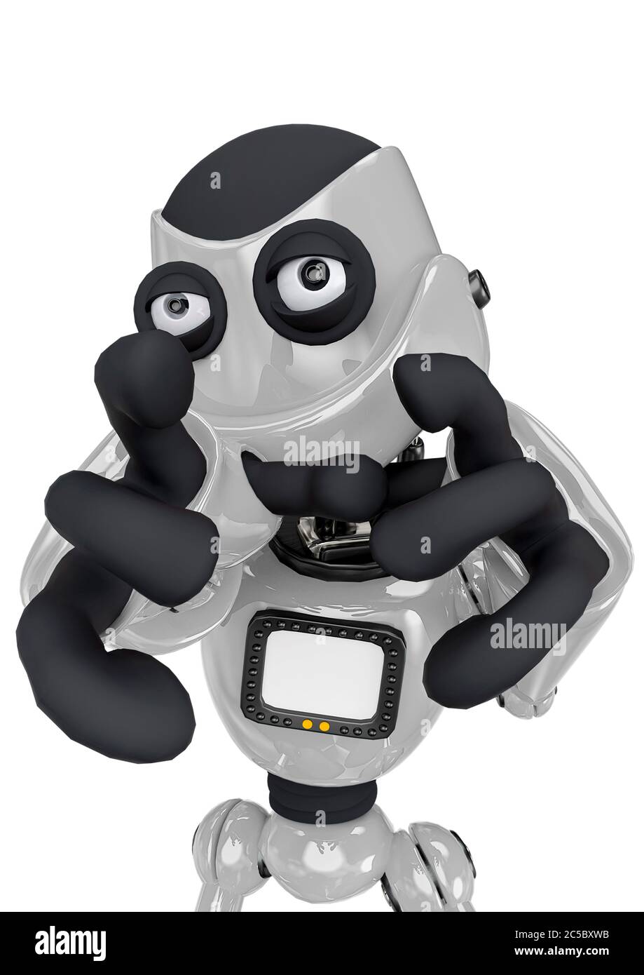 robot cartoon doing a evil face, 3d illustration Stock Photo - Alamy