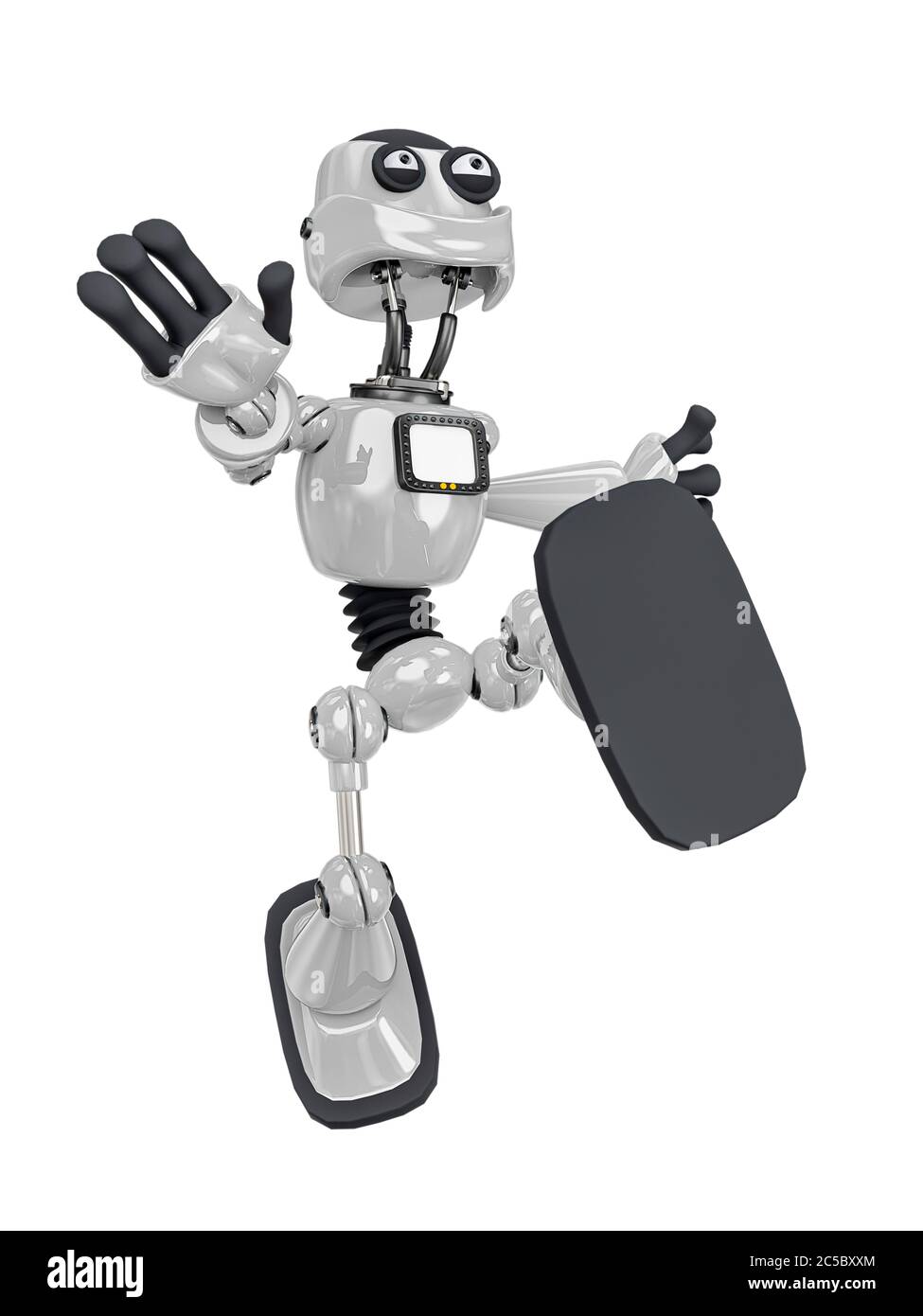 robot cartoon is jumping, 3d illustration Stock Photo - Alamy