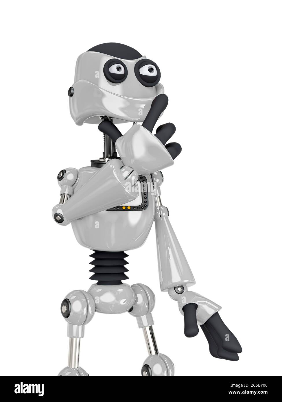 robot cartoon thinking about, 3d illustration Stock Photo - Alamy